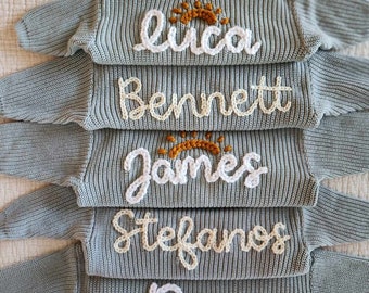 Personalized Baby Toddler Name Sweater / Hand-embroidered Custom ...