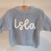 Sky Blue Baby Name Sweater, Hand Embroidered Sweater, Chunky Knit ...