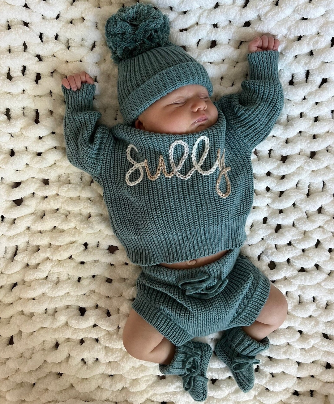 Newborn Baby Sweater Set - Lake, Custom Name Baby Sweater & Shorts ...