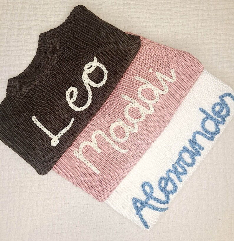 Custom Name Sweater Hand Embroidered Baby Sweater - Etsy
