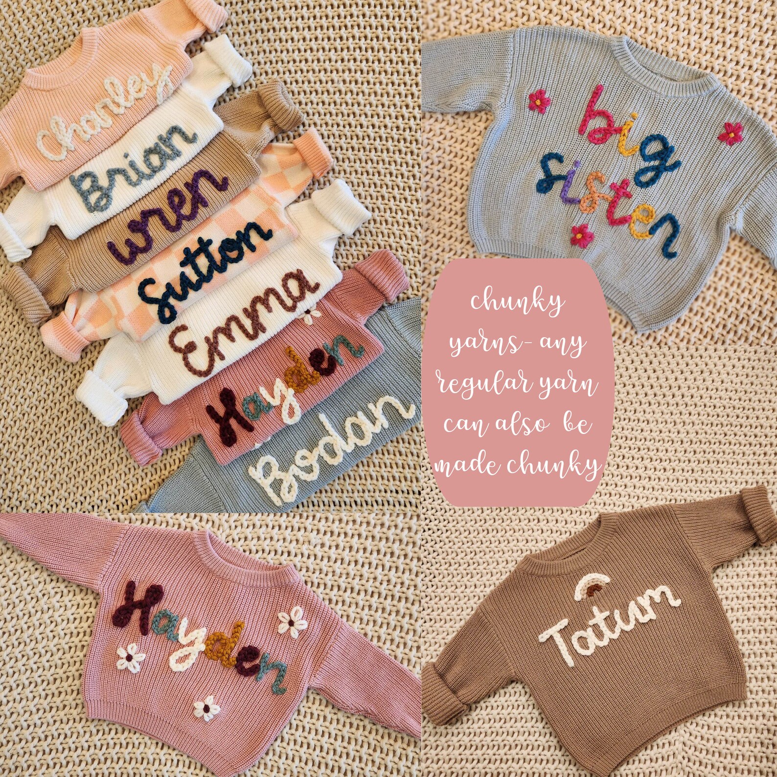 Custom Name Sweater Hand Embroidered Baby Sweater - Etsy