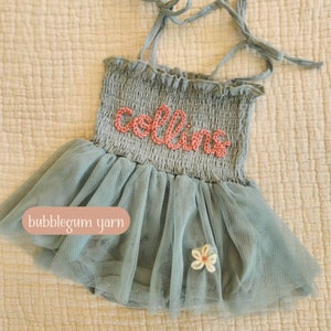 Custom Name Tutu, Hand Embroidered Baby Romper, Personalized Birthday ...