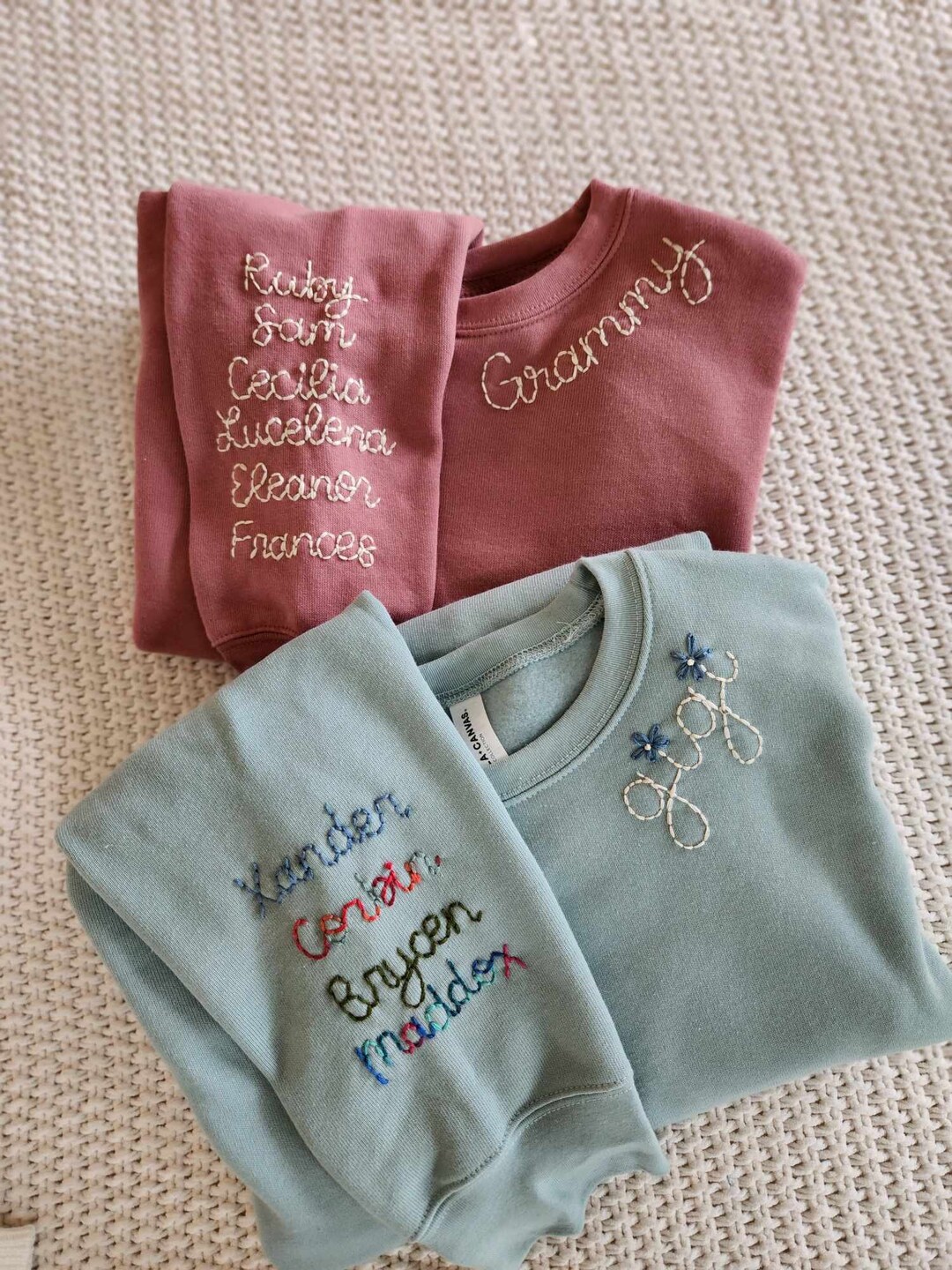 Mama- Hand Embroidered Sweatshirt, Collar Embroidery, Name on Sleeve ...