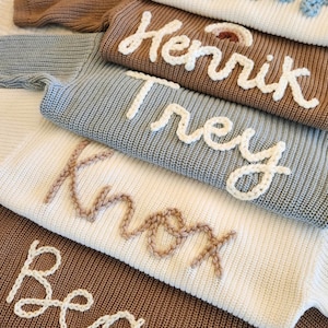 Custom Name Sweater, Hand Embroidered Baby Sweater, Personalized Name ...