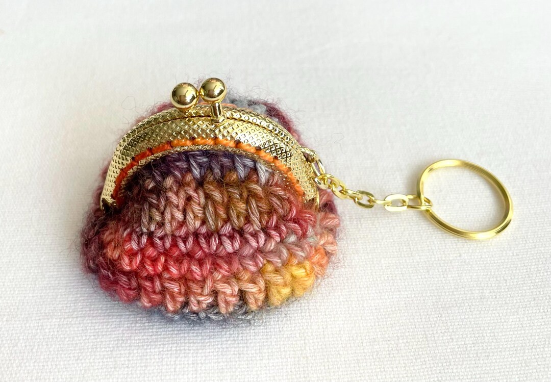 Orange Crochet Coin Purse, Crochet Kiss Lock Purse, Fall Earphone Case ...
