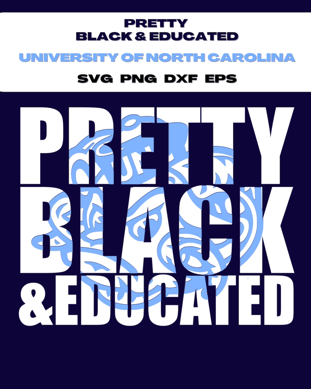 Pretty Black & Educated University of North Carolina Svg/unc Rams Svg ...