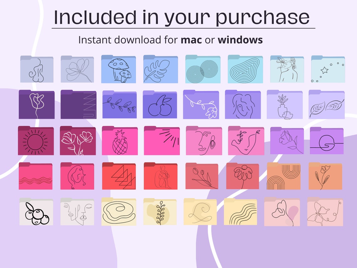 Gradient Desktop Organizer and Folder Icons 2022 2023 - Etsy