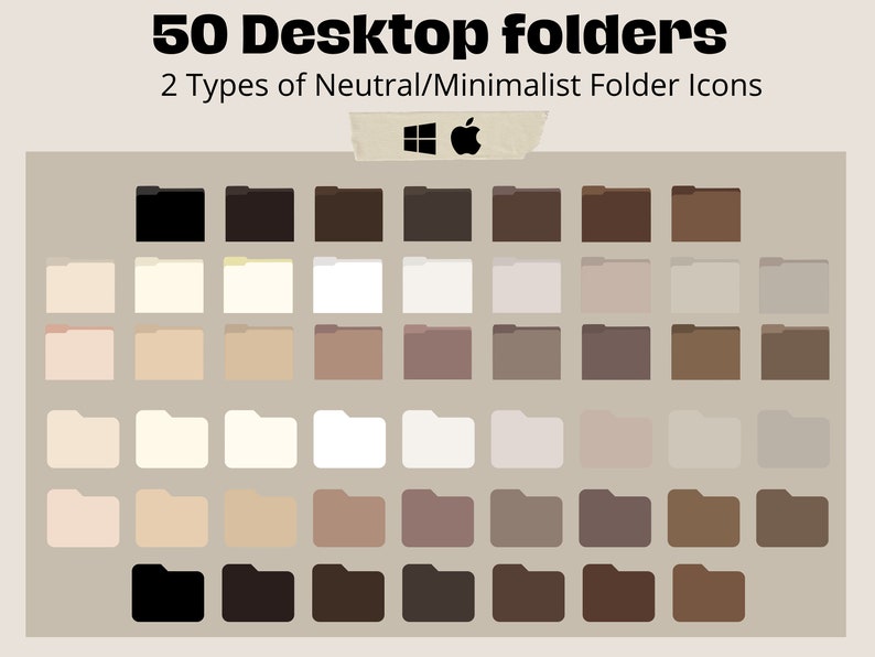 Neutral Folder Icon MacBook Boho Windows Folder Aesthetic Desktop ...