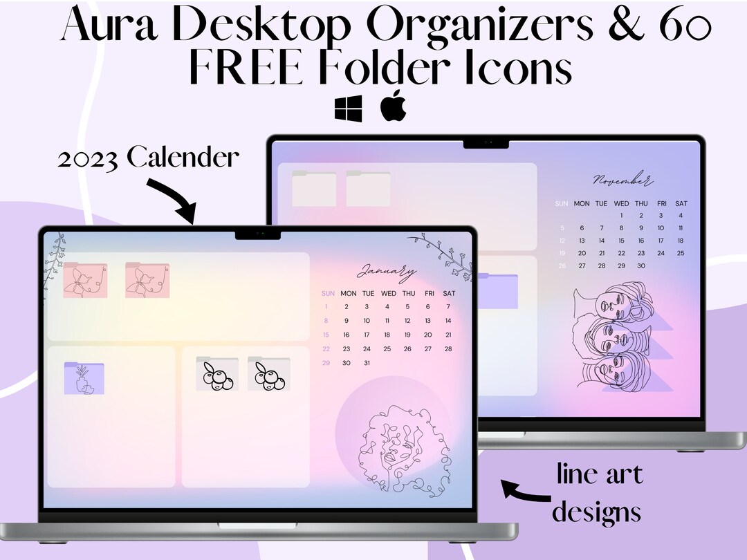 Gradient Desktop Organizer and Folder Icons 2022 2023 - Etsy
