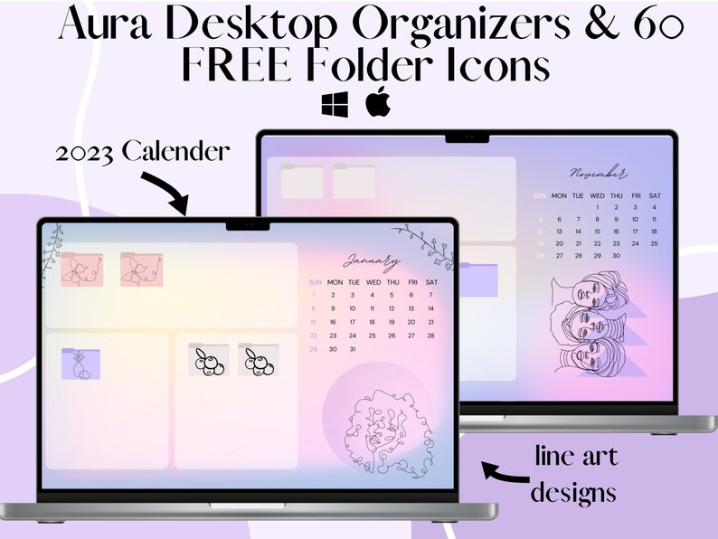 Gradient Desktop Organizer and Folder Icons 2022 2023 - Etsy