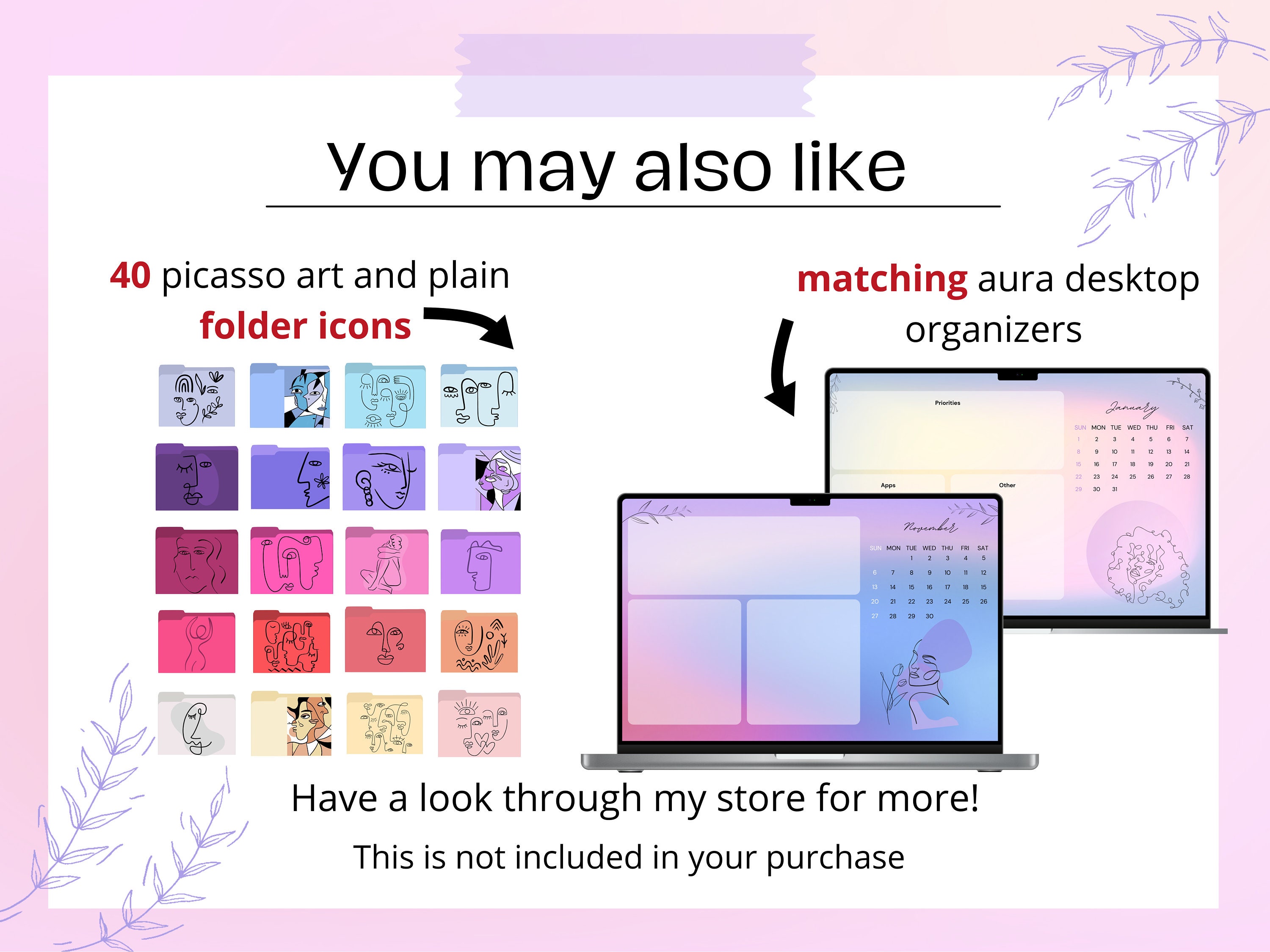 Marble Glitter Icon Line Art Folder Icon PC Icon Mac Folder Desktop ...