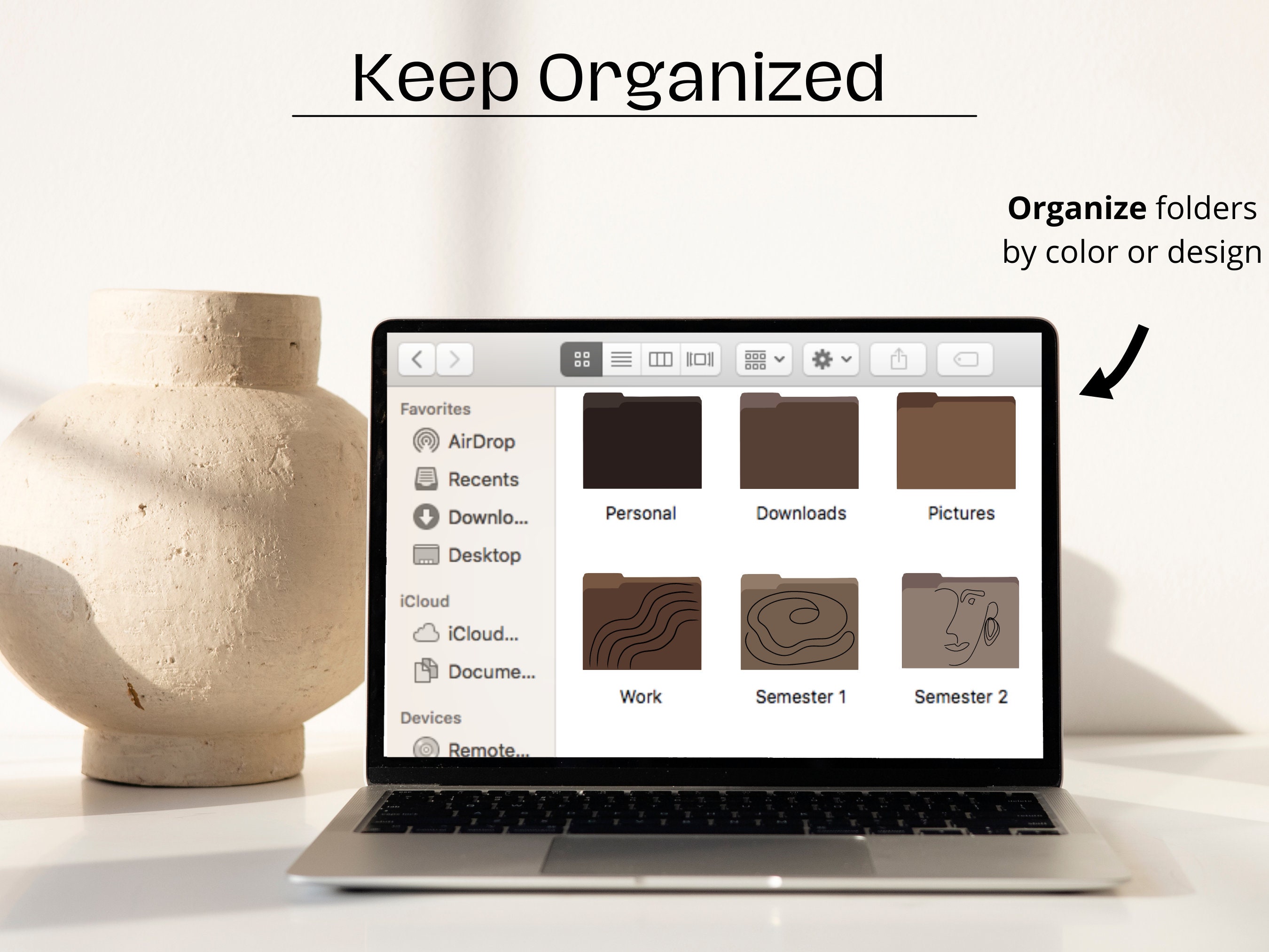 Desktop Folder Icon for Mac & Windows Icon Line Art Neutral Folder ...
