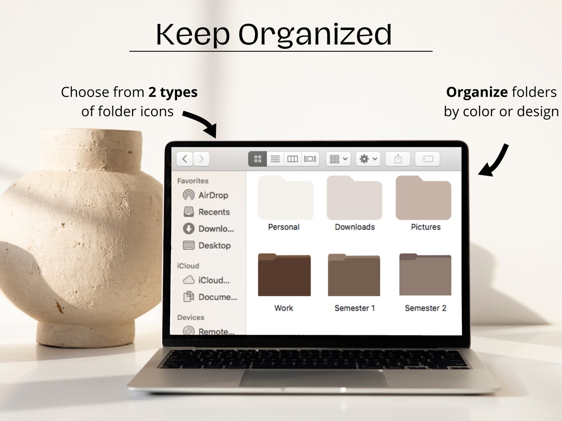 Neutral Folder Icon MacBook Boho Windows Folder Aesthetic Desktop ...