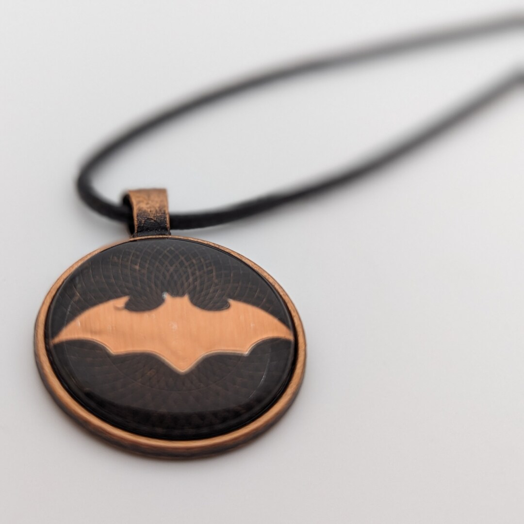 Superhero Bat Pendant Necklace, Copper Superhero Necklace, Superhero ...
