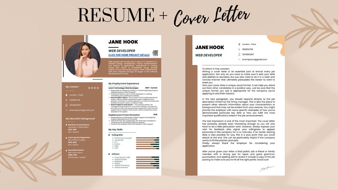Digital Brown Resume Template for Your Convenience - Etsy