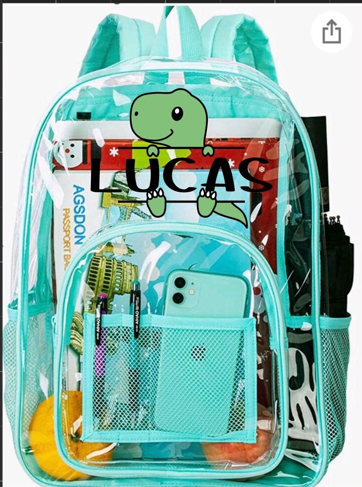 Clear Plastic Personalized Dinosaur Backpack - Etsy