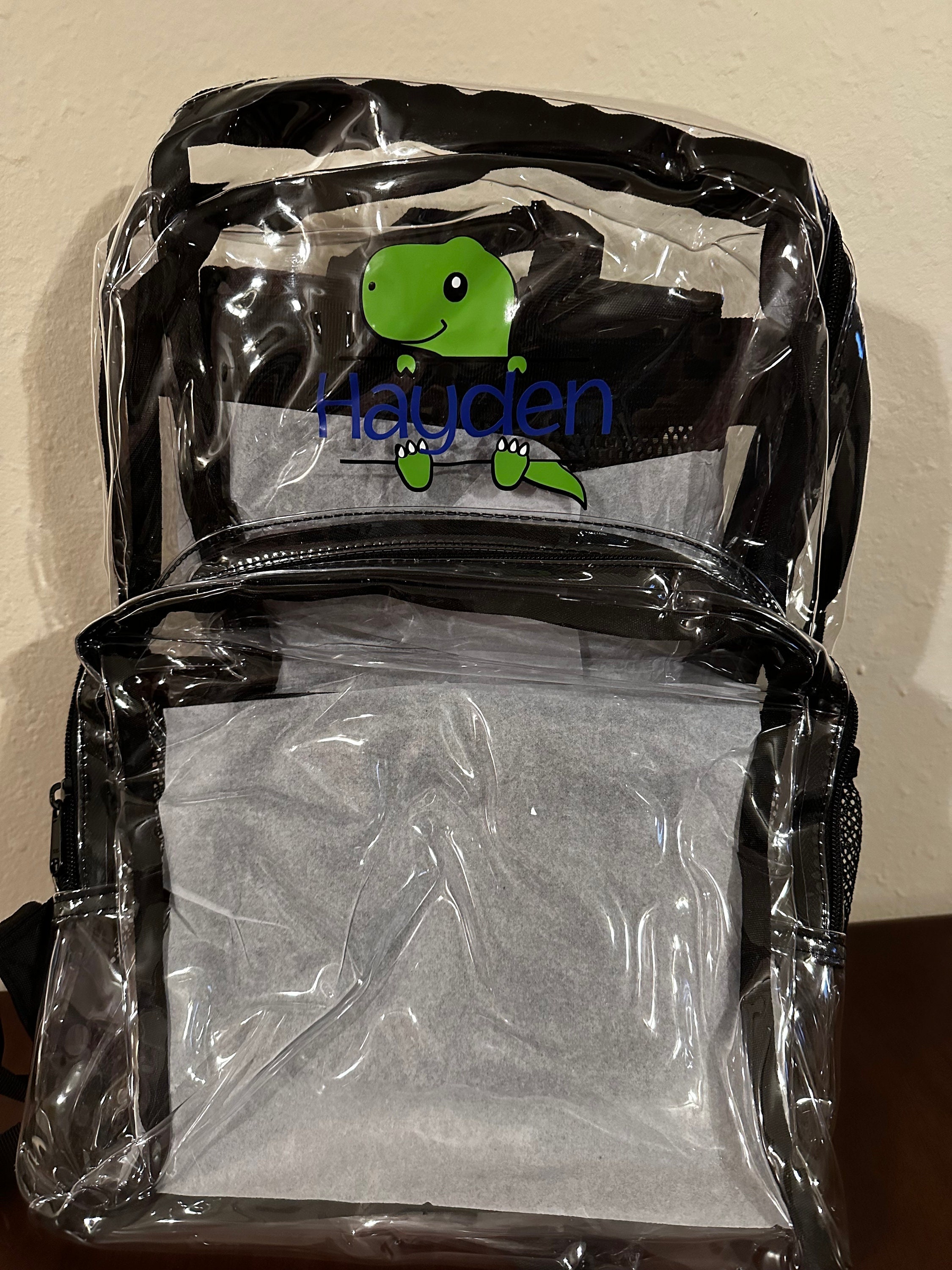 Clear Plastic Personalized Dinosaur Backpack - Etsy