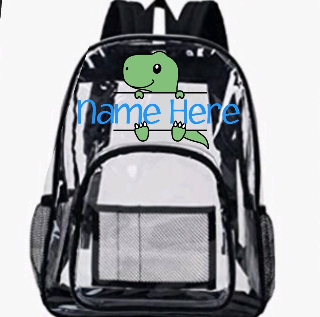 Clear Plastic Personalized Dinosaur Backpack - Etsy