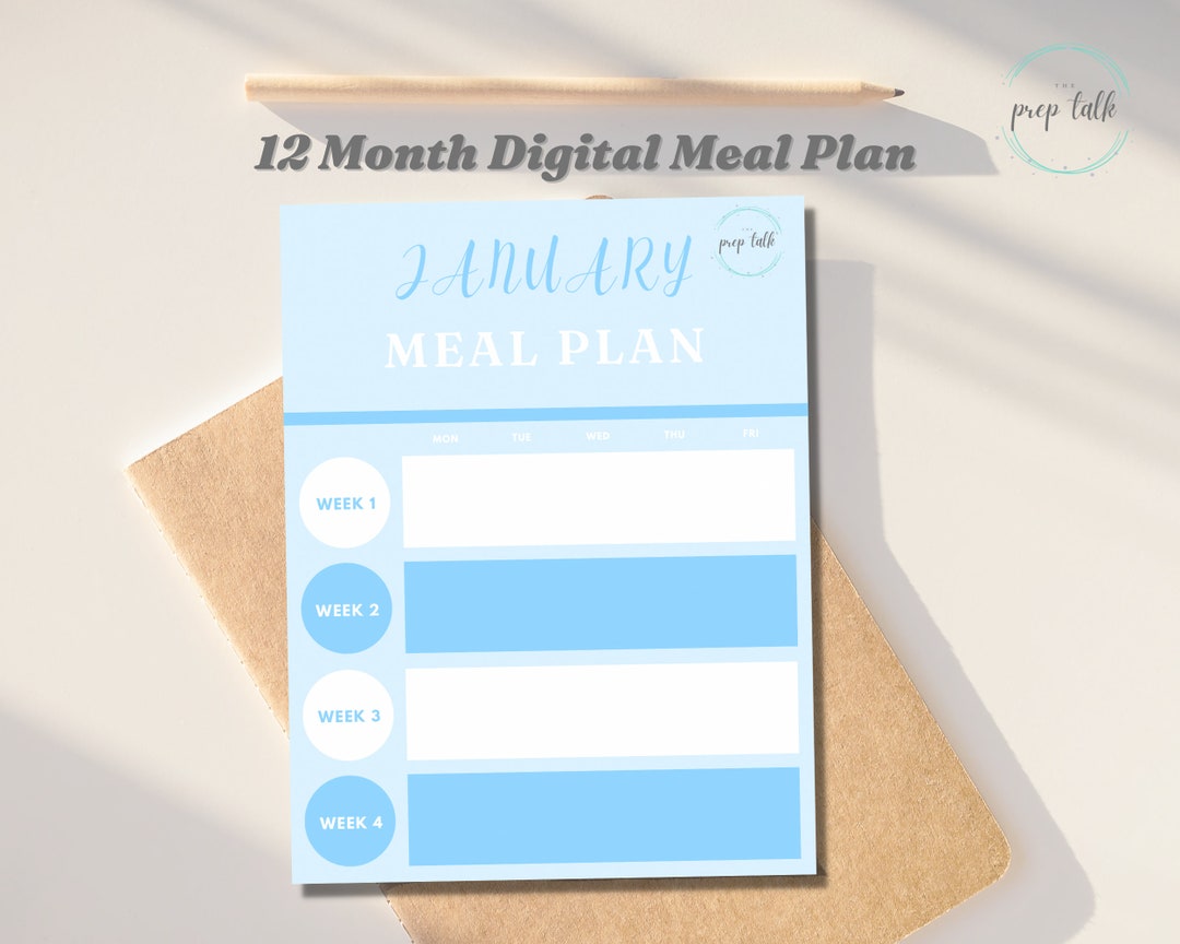 12 Month Digital Meal Plan Download Yearly Meal Planner - Etsy