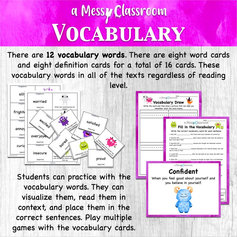 Monster Feelings and Emotions Halloween Thematic Unit Lesson Plan - Etsy