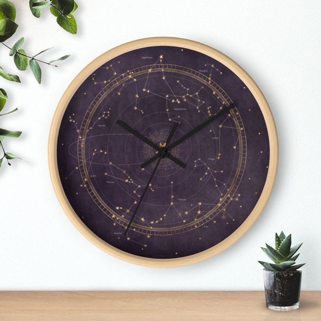 Celestial Constellation Wall Clock Clock With Stars Celestial Decor ...
