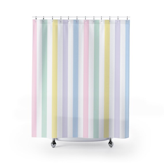 Pastel Rainbow Stripes Shower Curtain Toddler Bathroom - Etsy