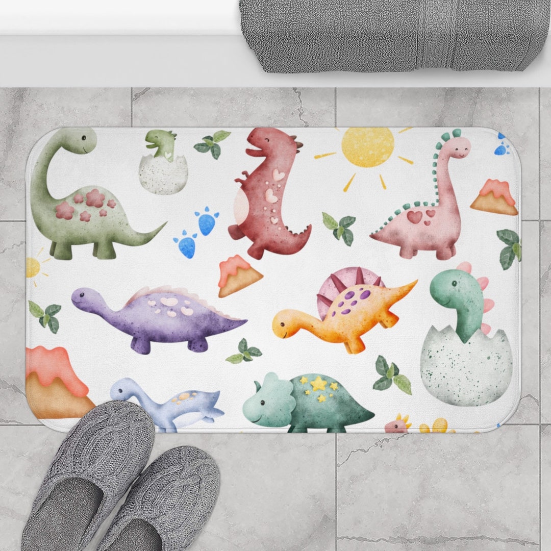 Cute Dinosaur Bath Mat Dino Bath Mat Kids Bathroom Decor Toddler ...
