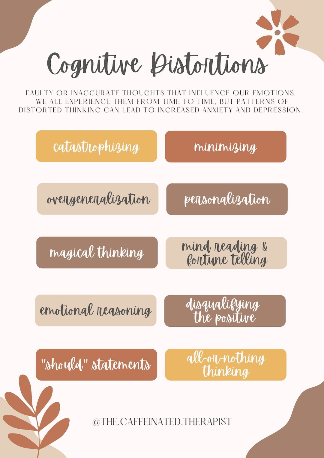 Cognitive Distortions INSTANT DOWNLOAD PDF - Etsy