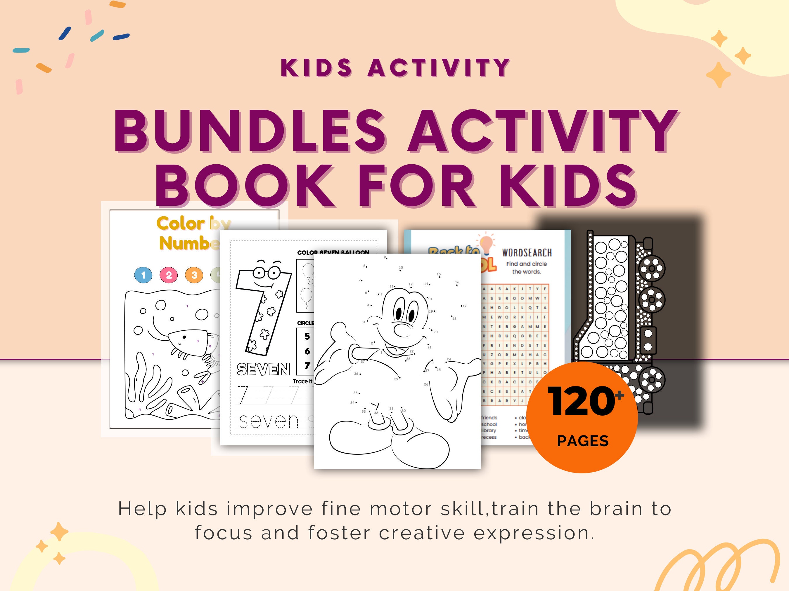 Activity Book for Kids 120 Pages Tracing Number,connect Dot to Dot ...