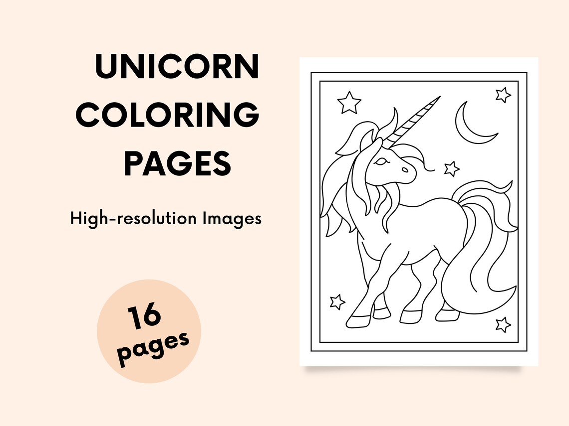 Unicorn Coloring Pages for Kids Printable Activity Book - Etsy