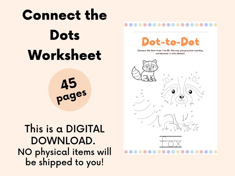 Connect Dot to Dot and Coloring Activity Pages for Preschooler - Etsy