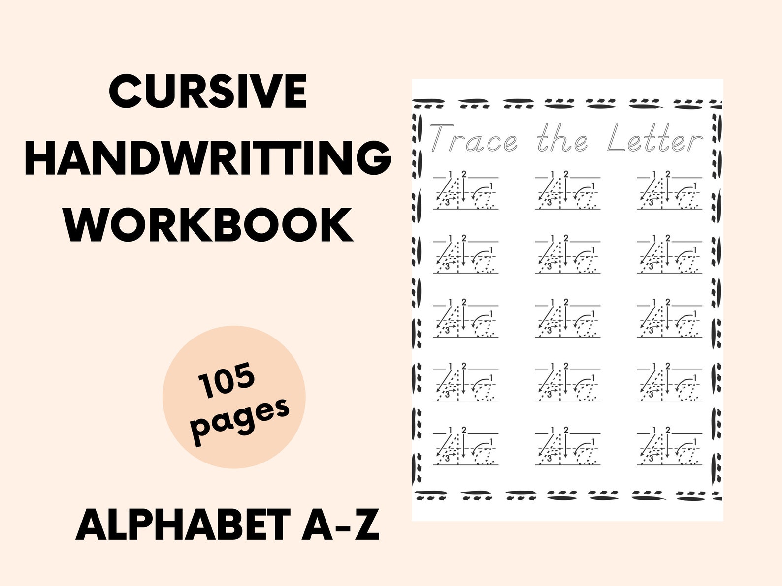 Cursive Workbook Alphabet A-Z Printable Cursive Handwriting - Etsy