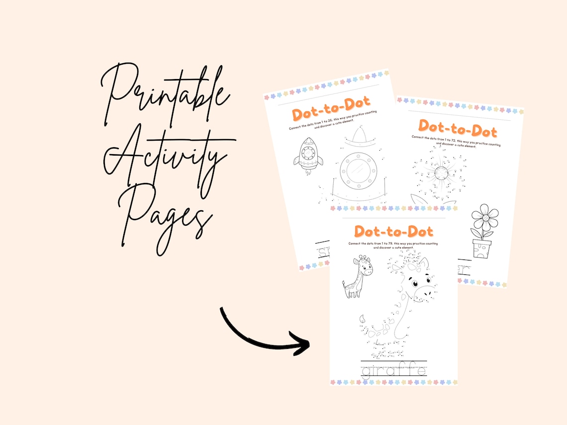Connect Dot to Dot and Coloring Activity Pages for Preschooler - Etsy