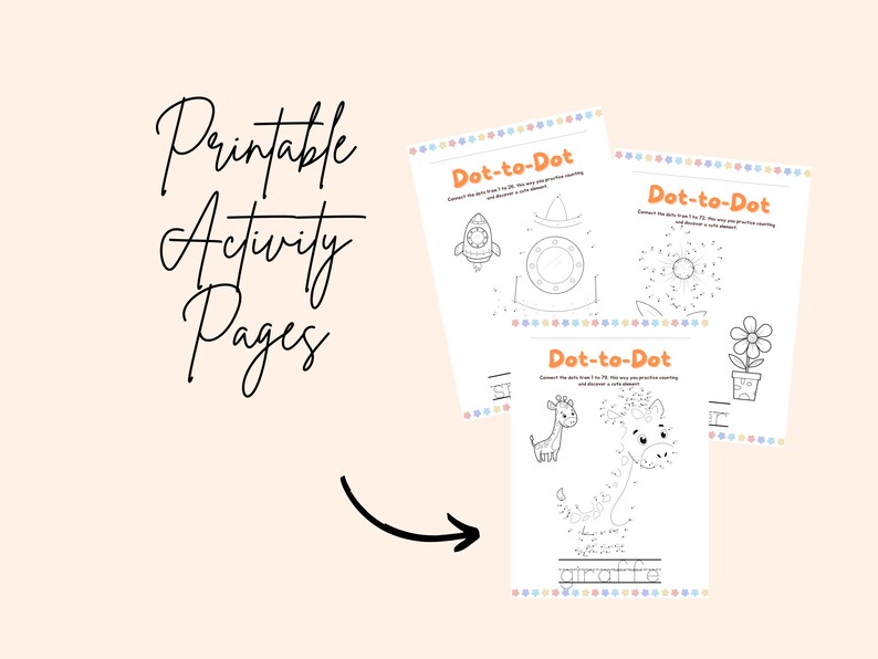 Connect Dot to Dot and Coloring Activity Pages for Preschooler - Etsy