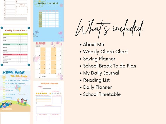 PRINTABLE : Kids Daily Journal School Break To-do-plan Chore - Etsy