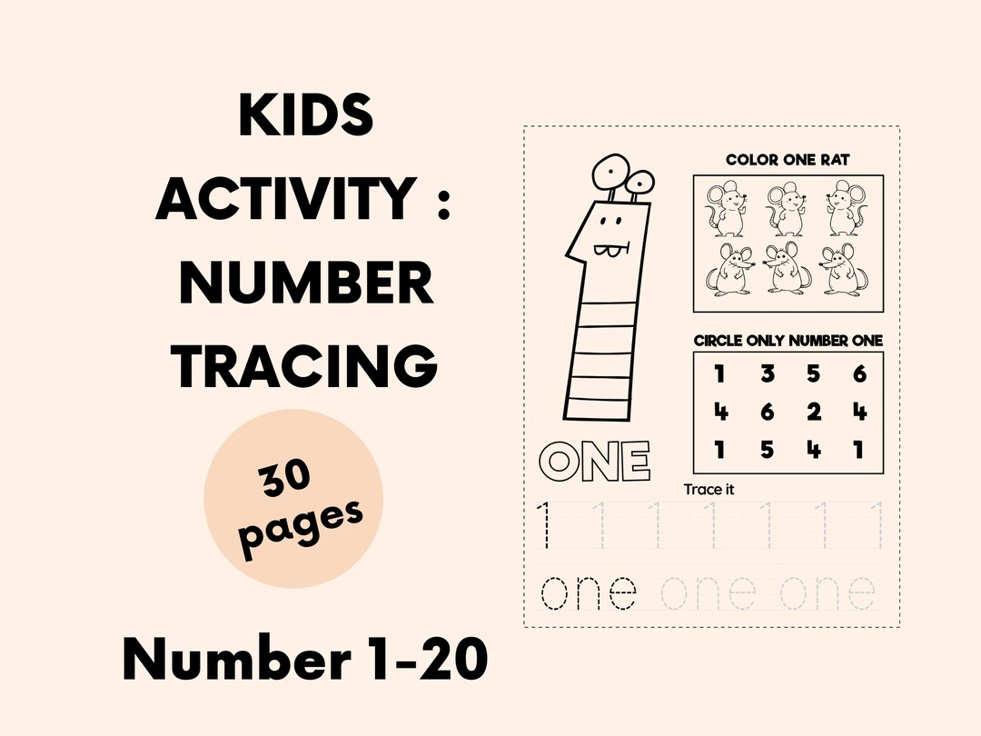 Number 1-20 Printable Tracing Workbook for Preschool, Learning Activity ...