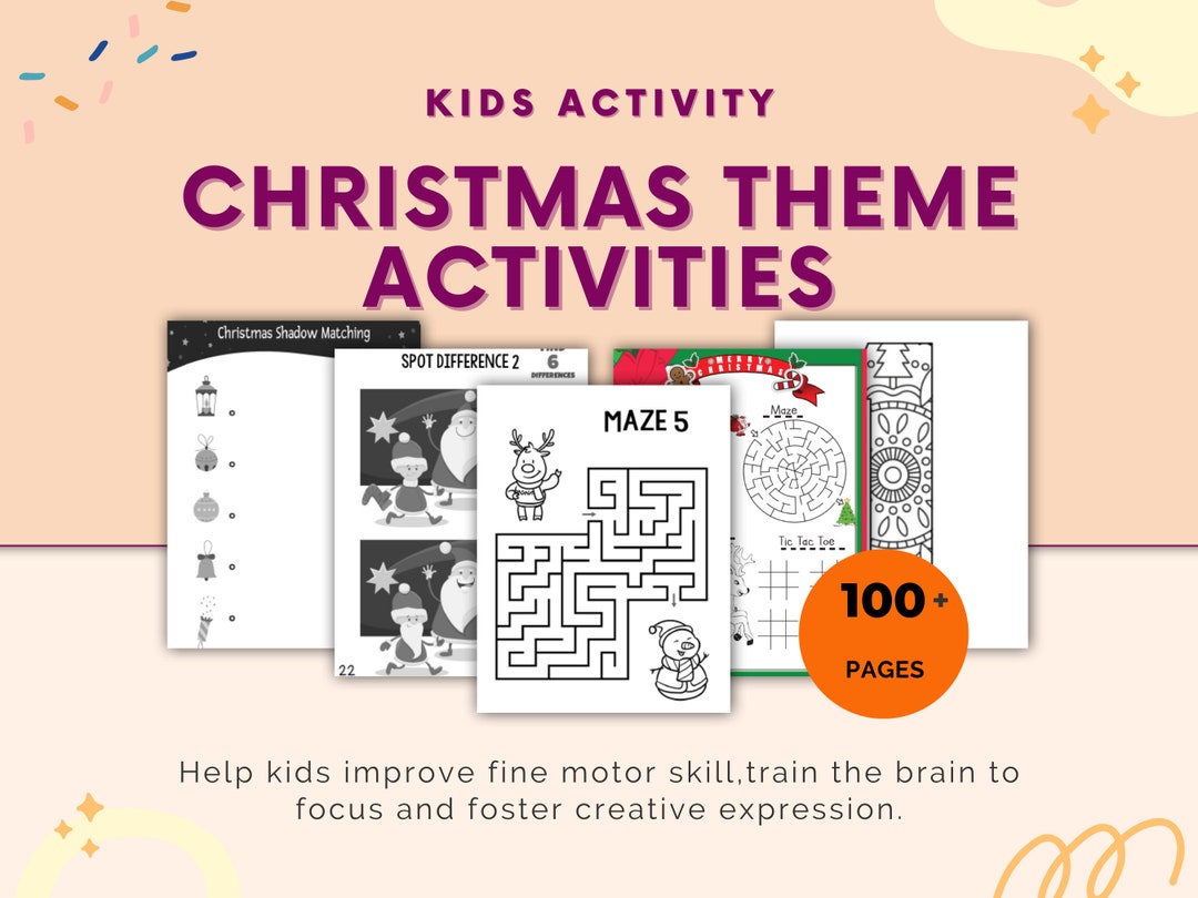 Christmas Theme Activities for Kids Instant Digital Download 100 Pages ...