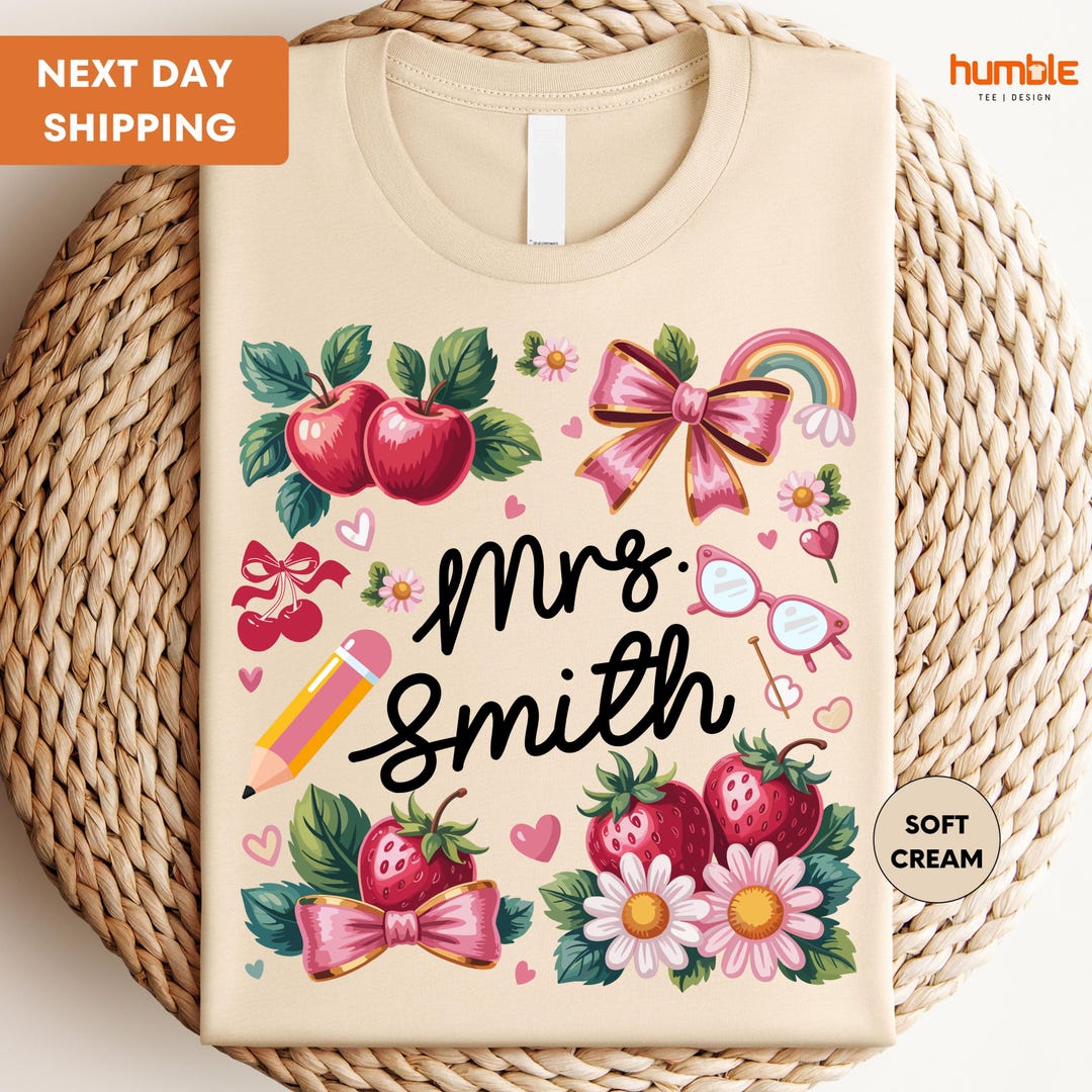 Personalized Strawberry Teacher Shirt, Kindergarten Teacher Shirt ...