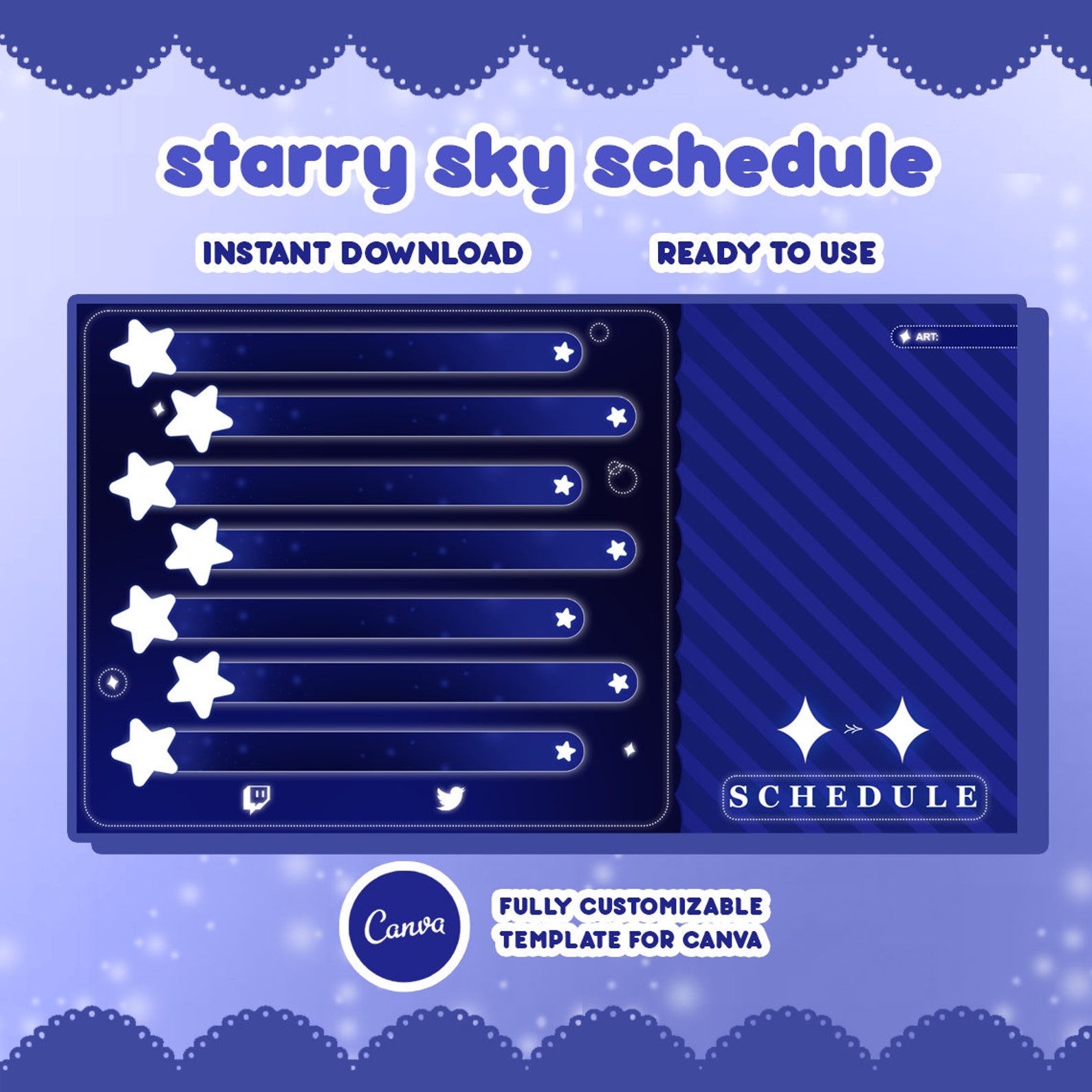 Starry Sky Stream Schedule Template: Canva Template for Vtubers ...