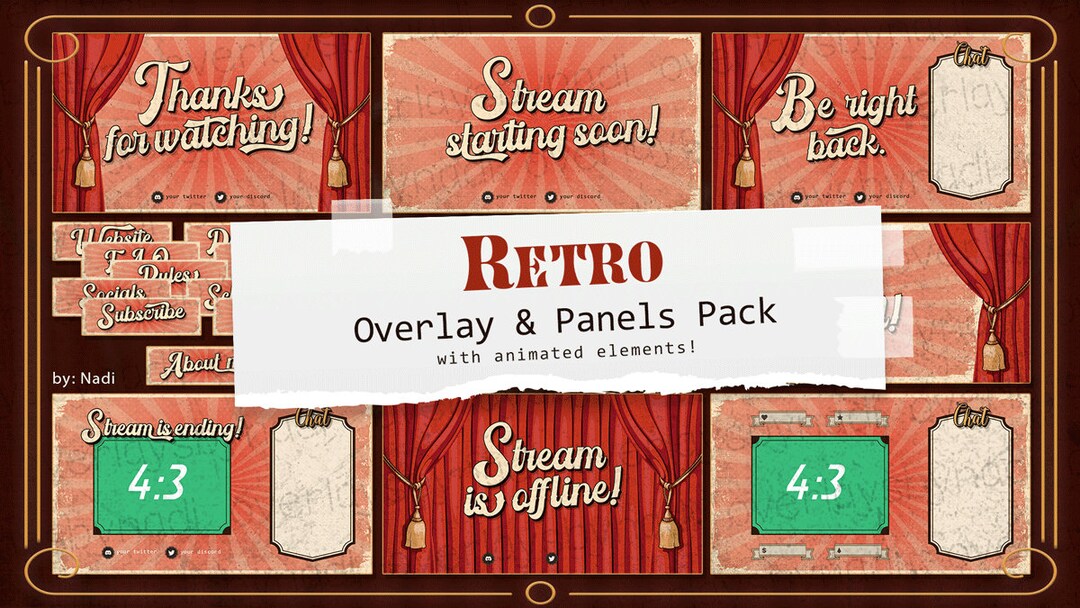 Retro Overlay/panels/banner Pack - Etsy