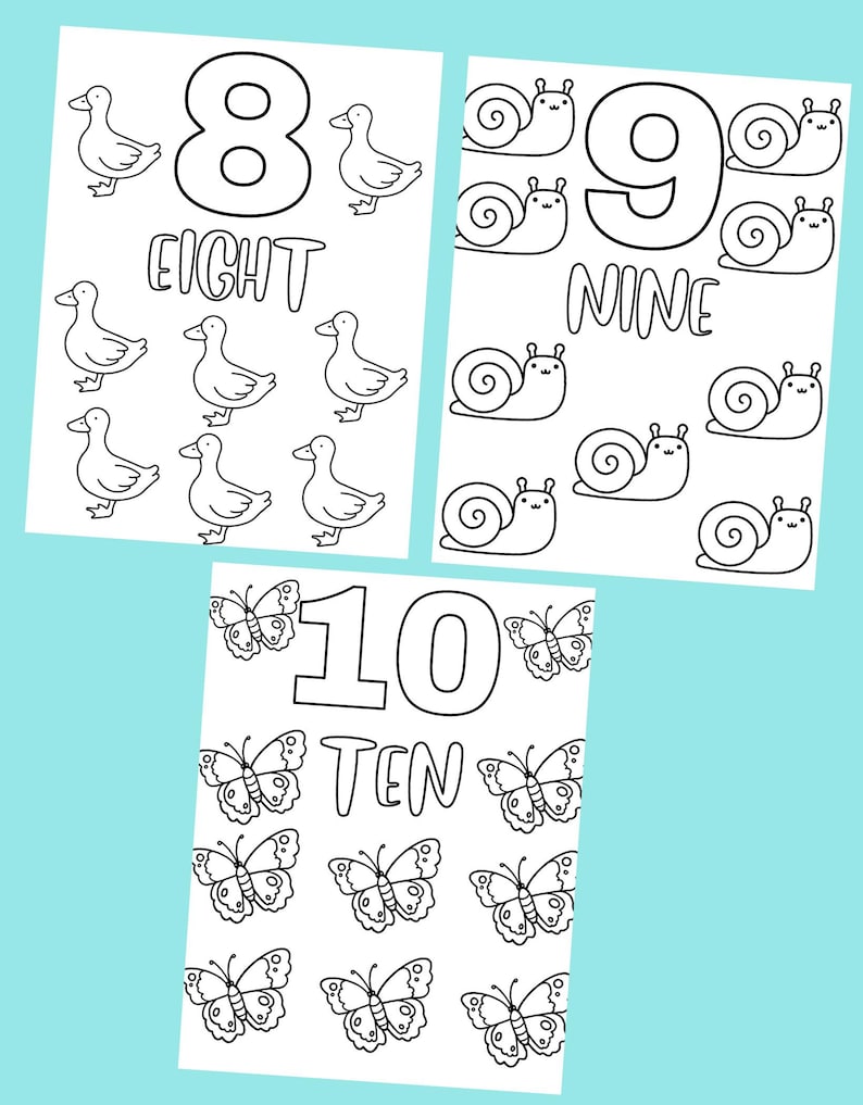 Printable Number Colouring Sheets With Animals - Etsy