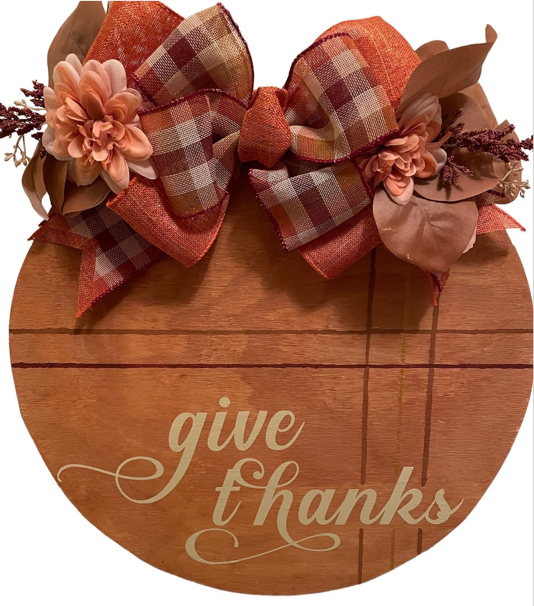 Give Thanks Wooden Door Sign Front Door Sign Housewarming - Etsy