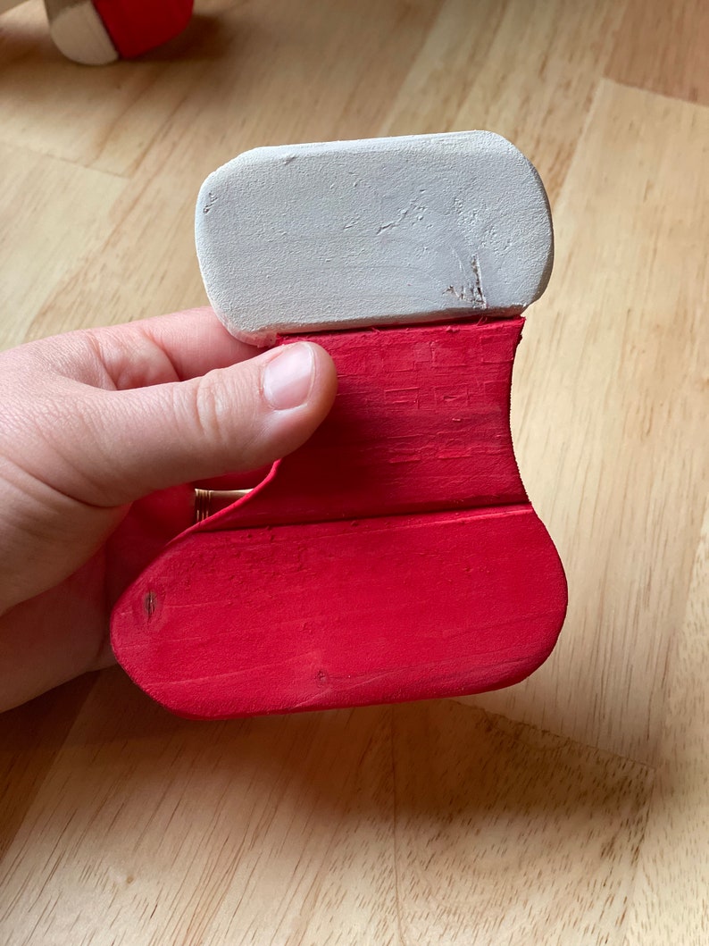 Hand Sawed Wood Stocking: Chunky Christmas Tiered Tray Decor - Etsy