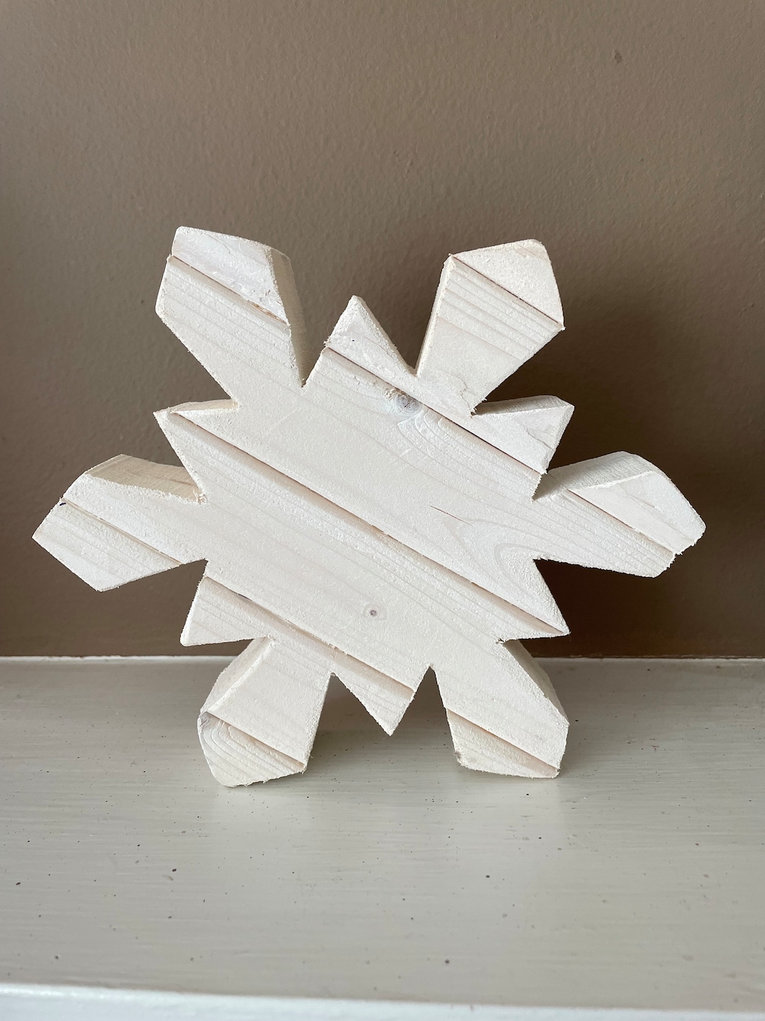 Minimalist Snowflake, Chunky Wooden Snowflake, Snowflakw Shelf Sitter ...