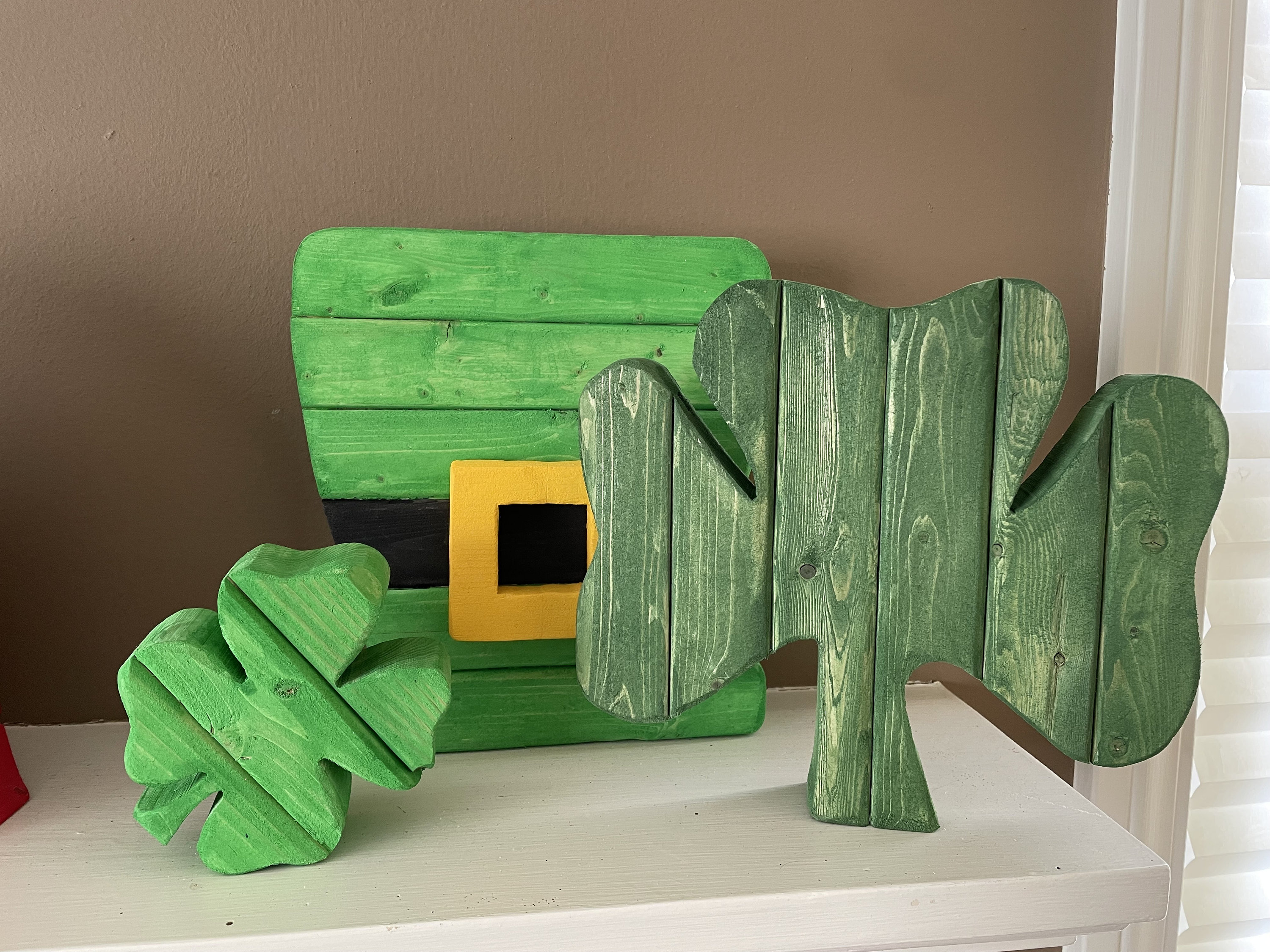 Large Wood Shamrock, Chunky Wooden Shamrock, Tiered Tray Shamrock, St ...