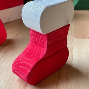 Hand Sawed Wood Stocking: Chunky Christmas Tiered Tray Decor - Etsy