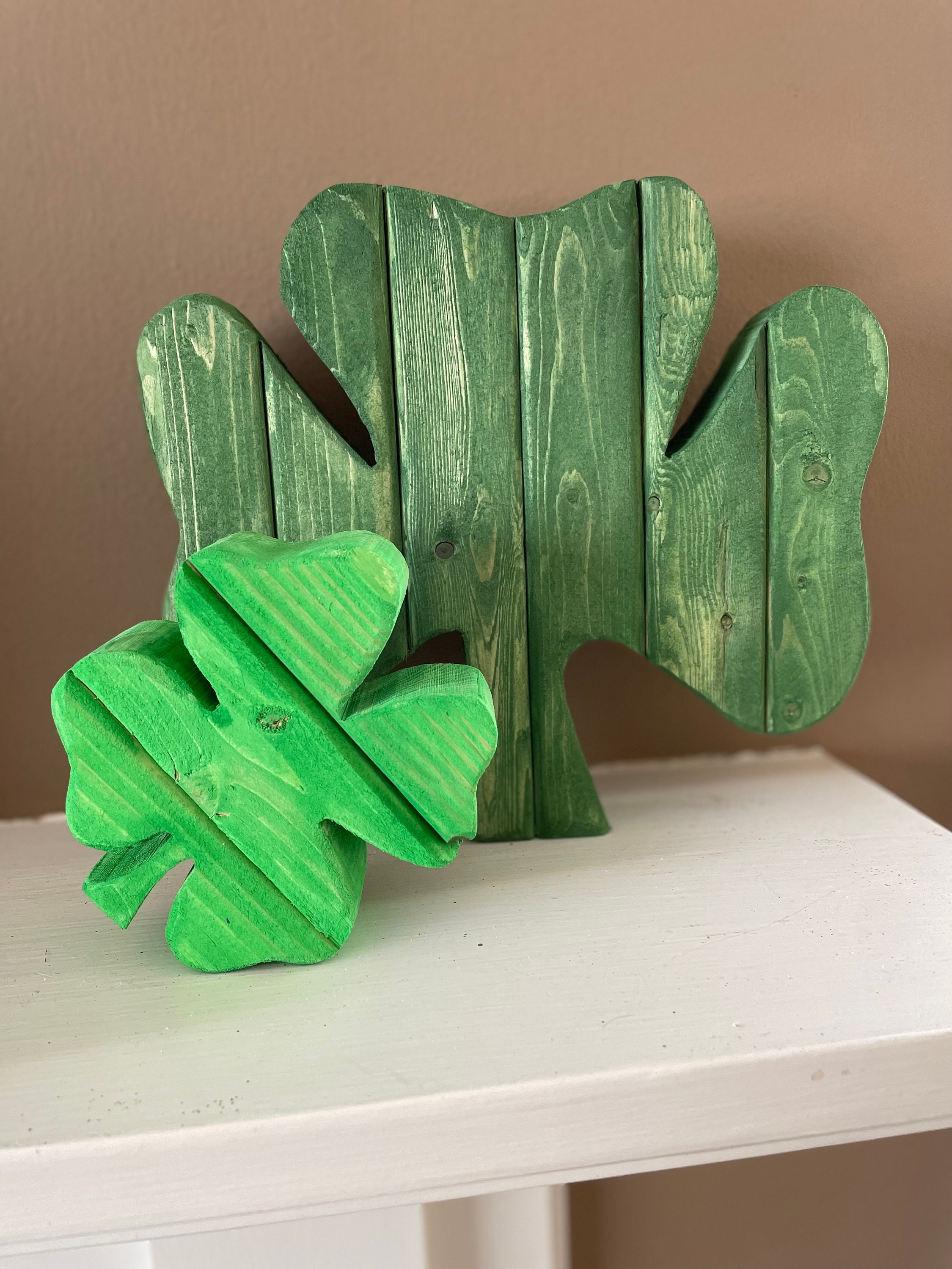 Large Wood Shamrock, Chunky Wooden Shamrock, Tiered Tray Shamrock, St ...