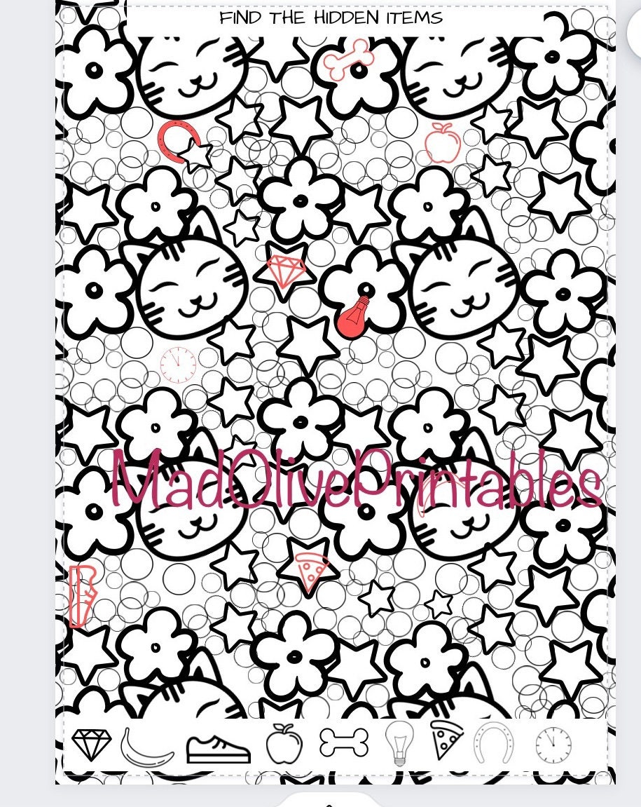 Kitty Hidden Picture - Etsy