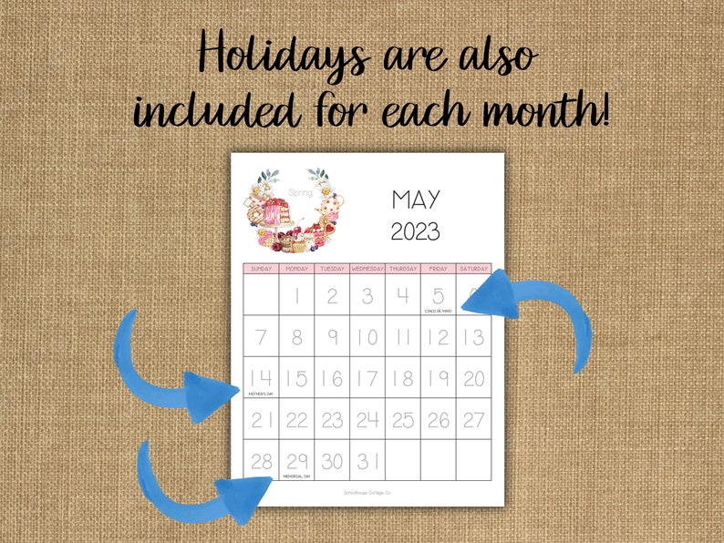 ENGLISH Traceable Monthly Calendar Set 2022-2023 Homeschool - Etsy