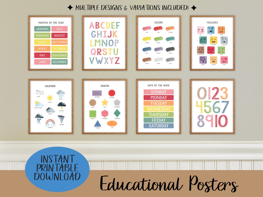 Set of Educational Posters | Homeschool Prints | Toddler Printables ...